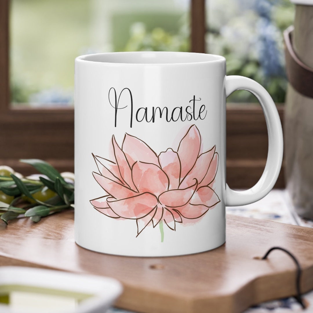 Namaste Mug, Lotus Mug, Lotus Flower Mug, Yoga Print Mug, Coffee Mug ...