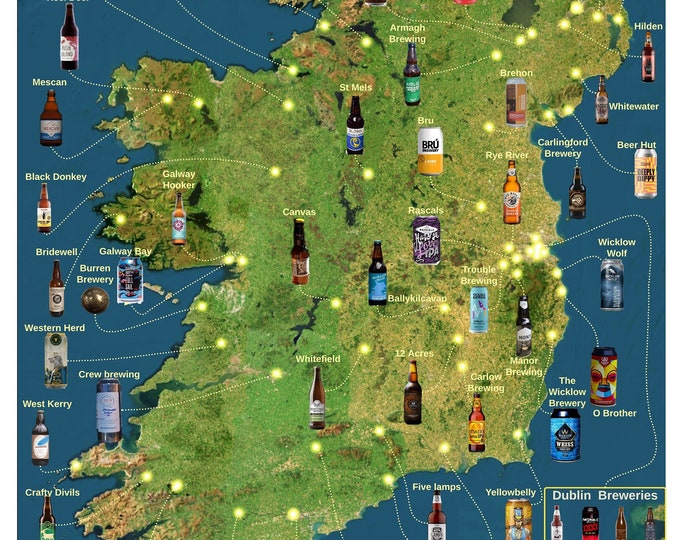 Craft Beer Map of Ireland - Etsy