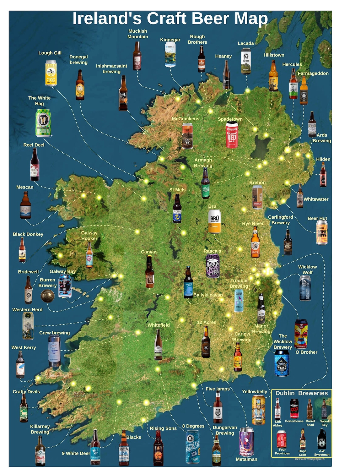 Craft Beer Map of Ireland - Etsy