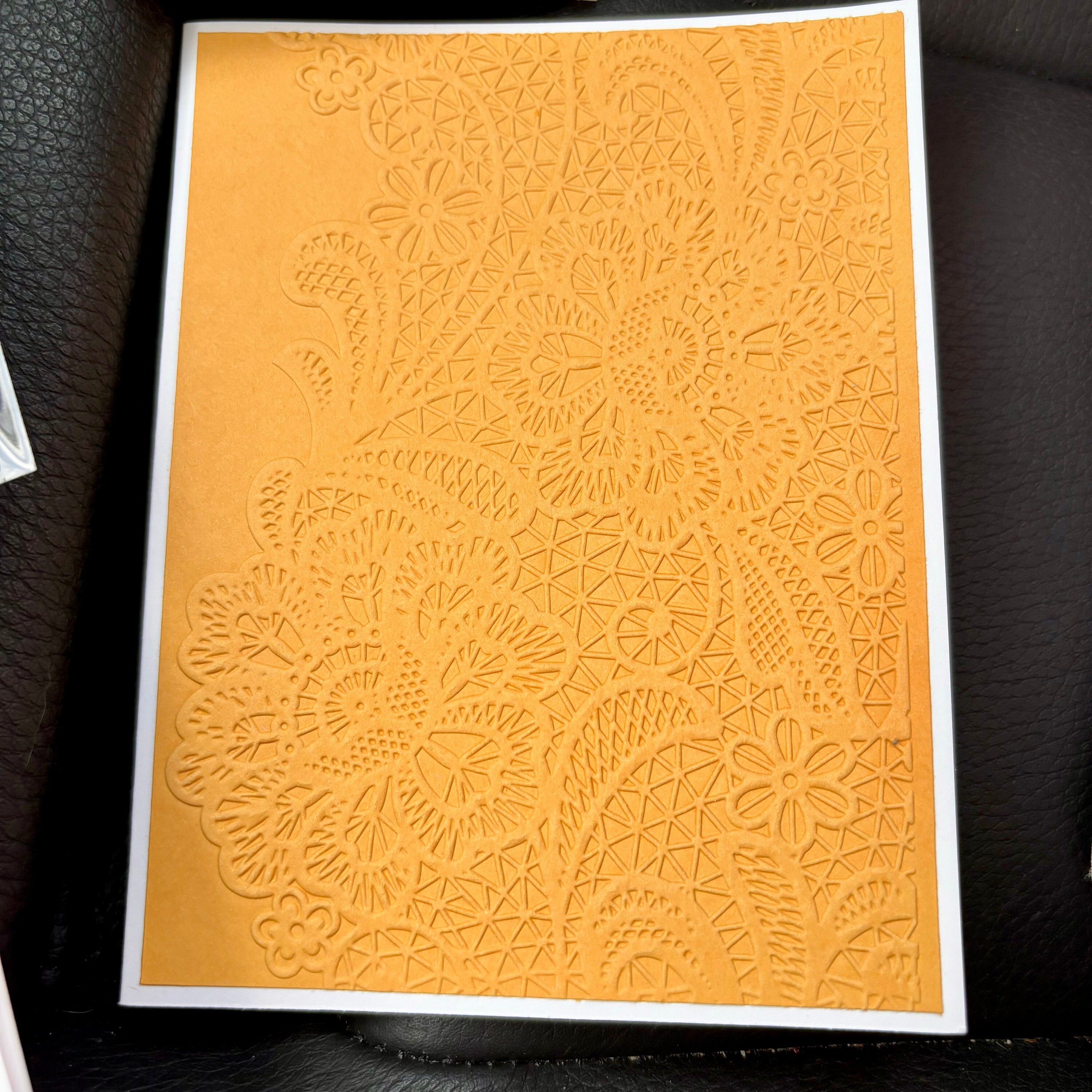 Set of 4 Handmade Greeting Cards Embossed Flowers Lace Design in Teal ...