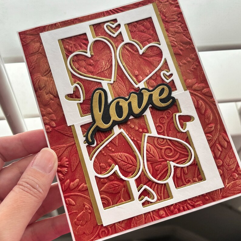 Handmade Valentine Love Hearts Greeting Card Embossed - Etsy
