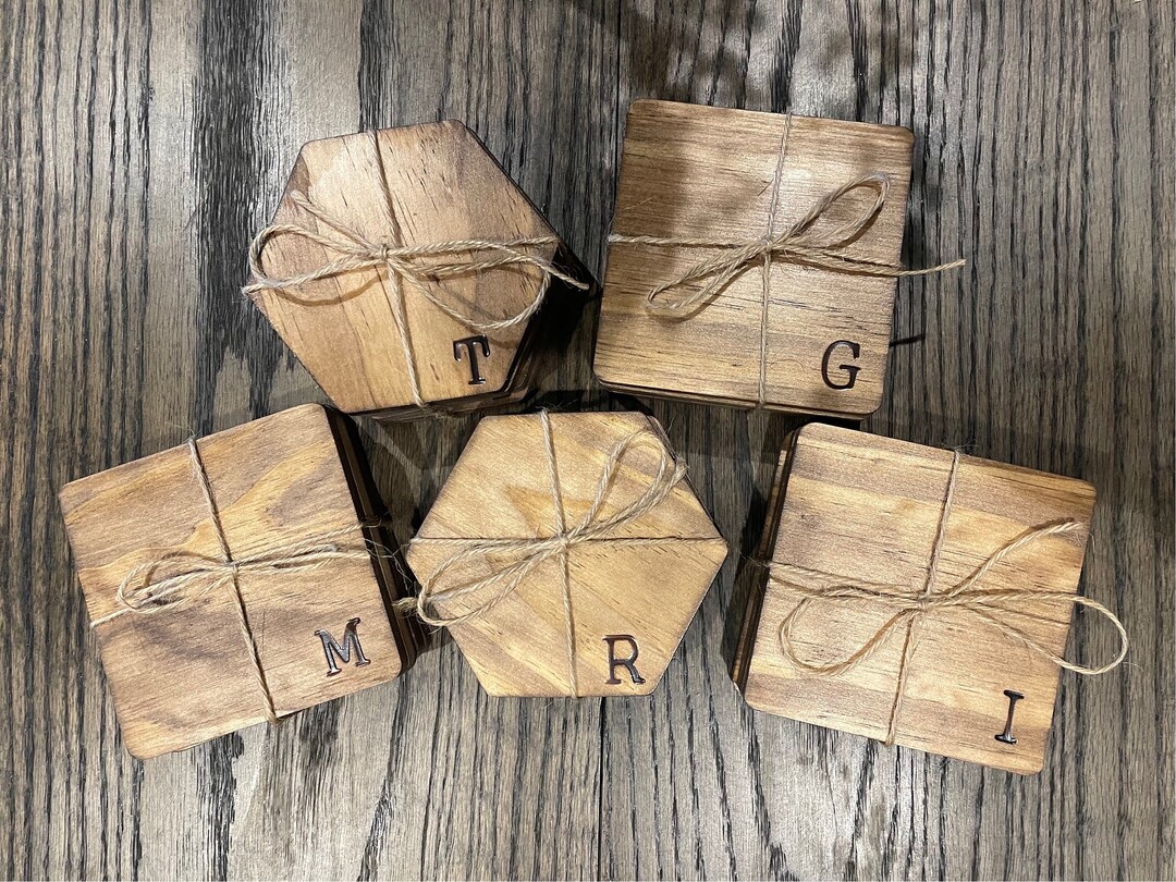 Personalized Wooden Coaster Set of 4, Wedding Gift, Christmas Gift ...