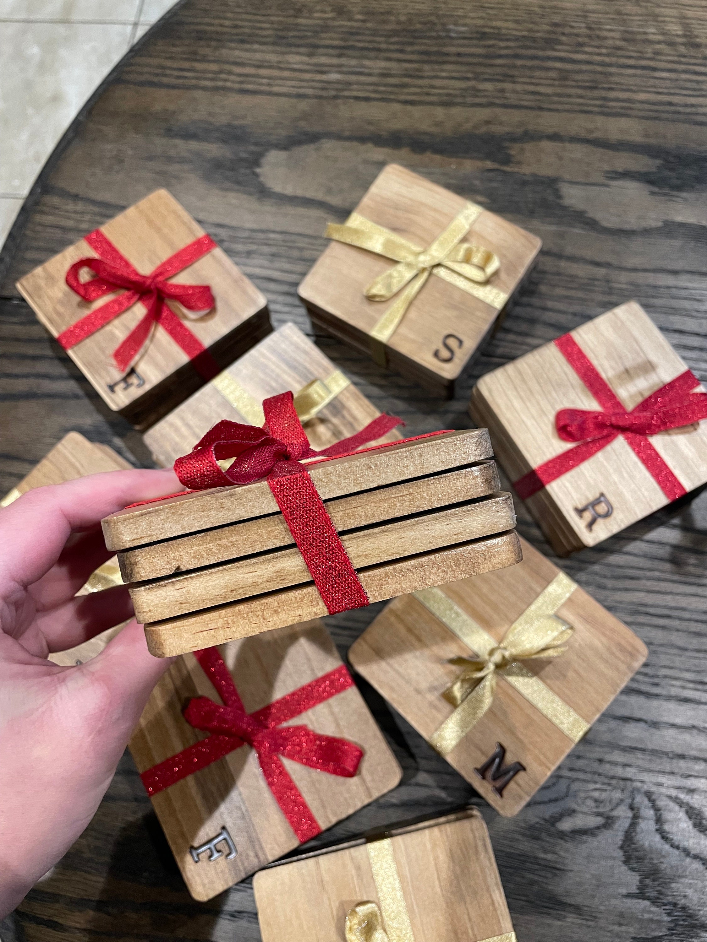 Personalized Wooden Coaster Set of 4, Wedding Gift, Christmas Gift ...