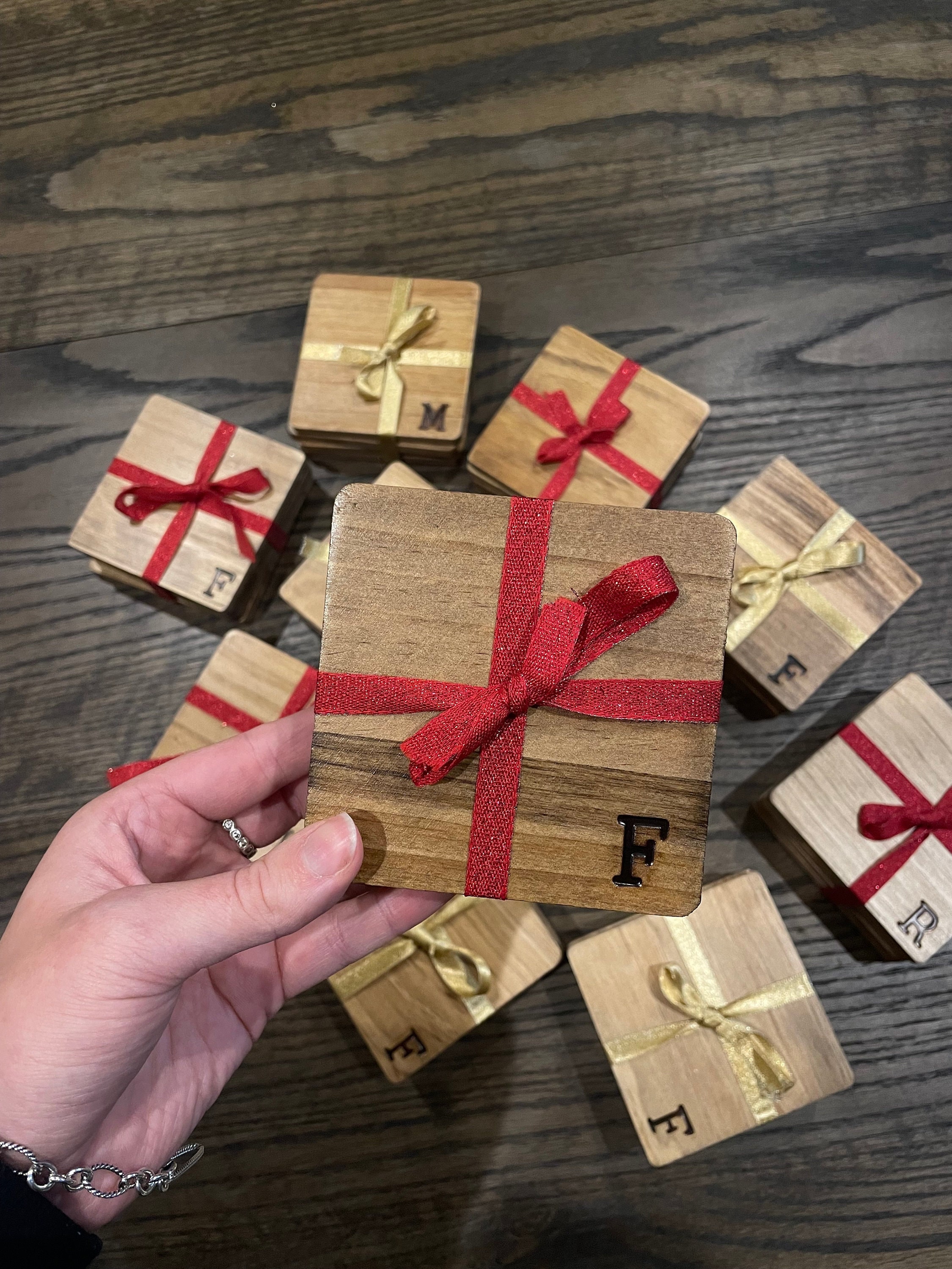 Personalized Wooden Coaster Set of 4, Wedding Gift, Christmas Gift ...