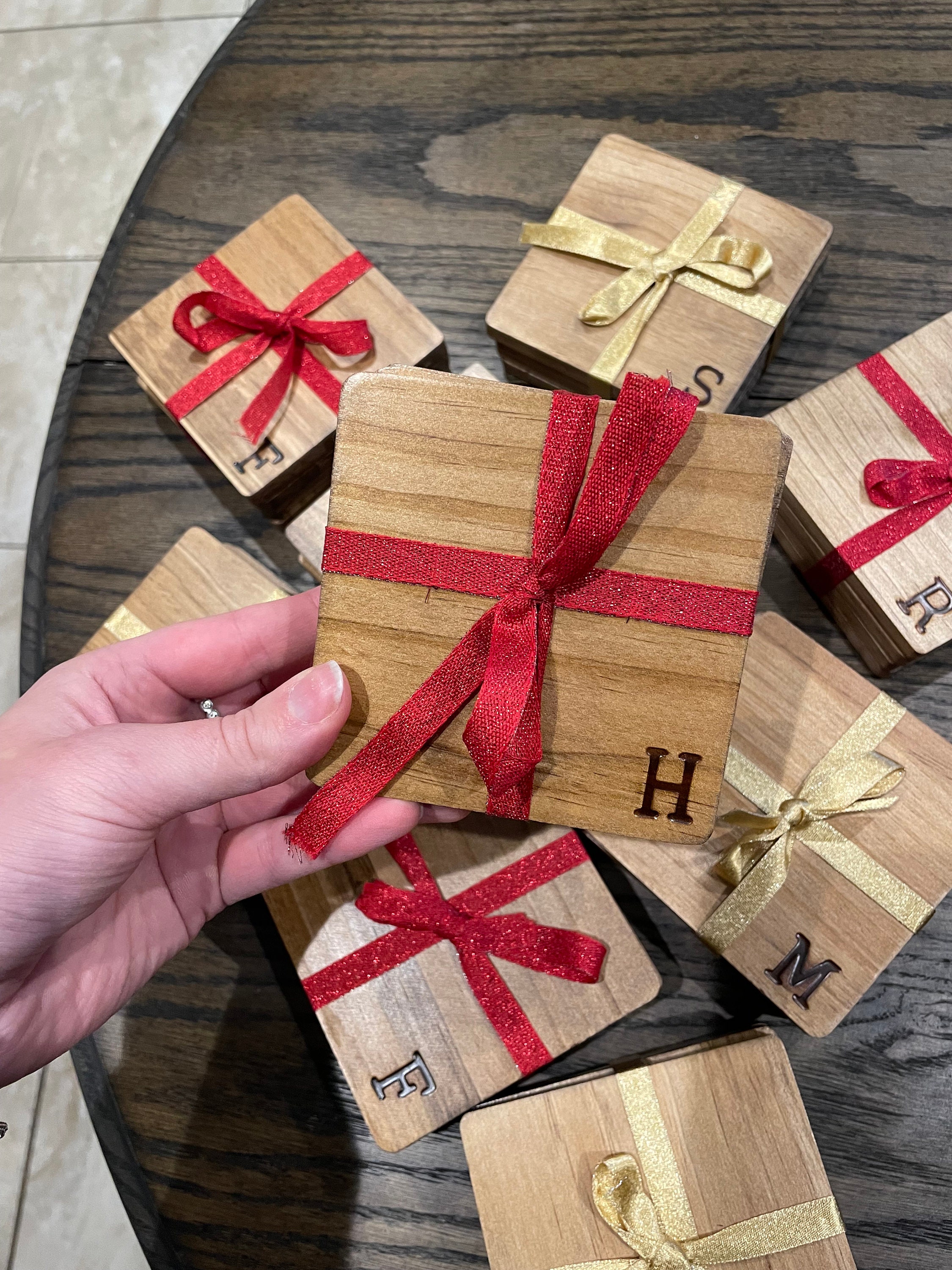 Personalized Wooden Coaster Set of 4, Wedding Gift, Christmas Gift ...