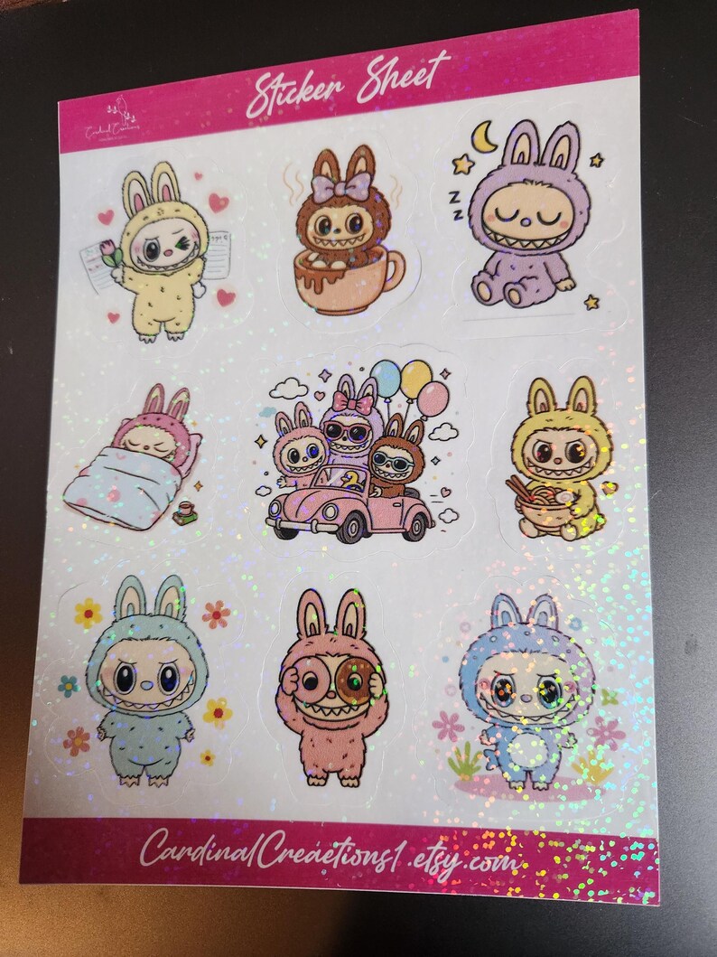 Labubu Inspired Holographic Vinyl Stickers - Etsy