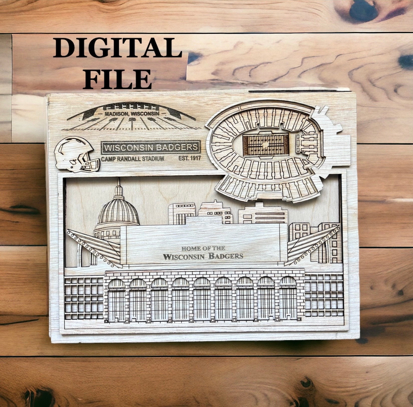 Laser Cut SVG Digital Cut File |madison, Wisconsin Skyline and 3D ...