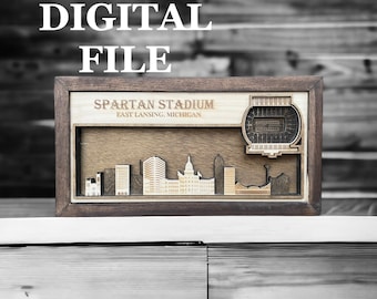 Laser Cut SVG Digital Cut File columbus, Ohio Skyline and 3D College ...