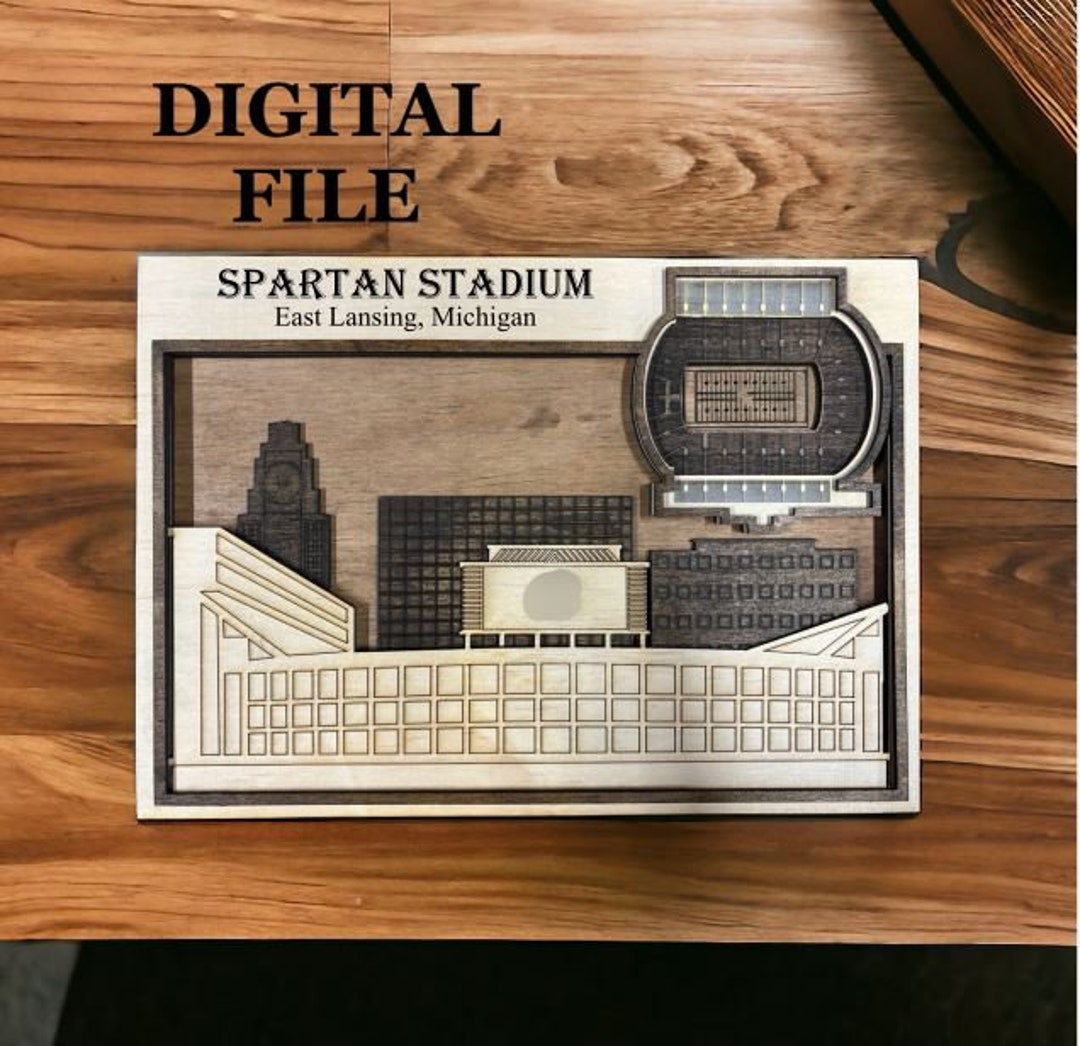 Laser Cut SVG Digital Cut File |east Lansing, Michigan Skyline and 3D ...