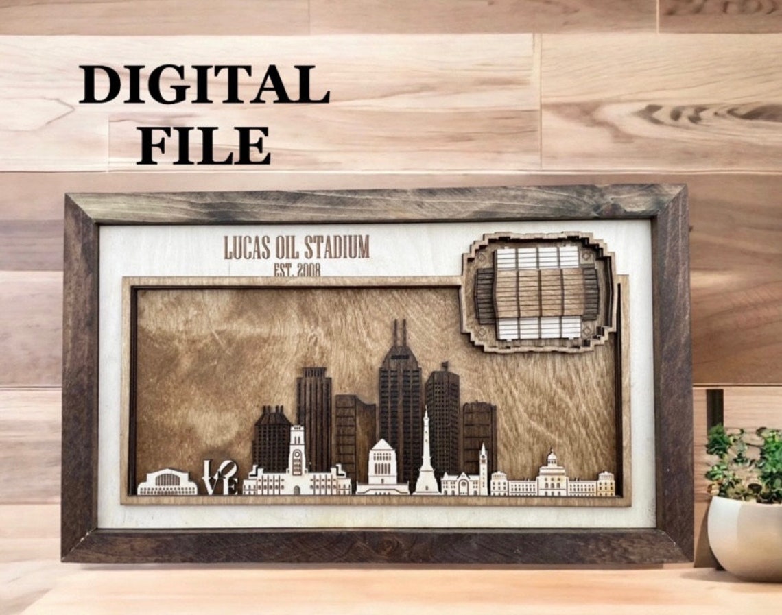 Laser Cut SVG Digital Cut File | Indianapolis, Indiana Skyline and 3D ...