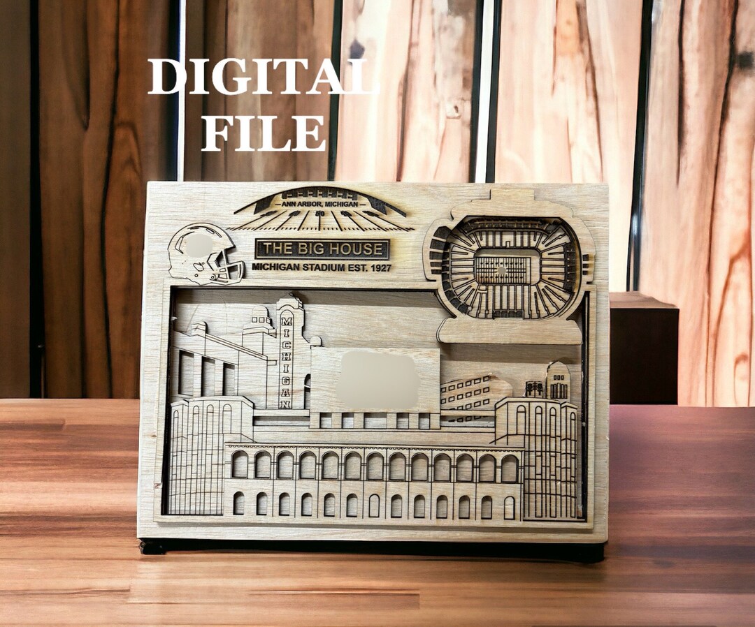 Laser Cut SVG Digital Cut File |ann Arbor, Michigan Skyline and 3D ...