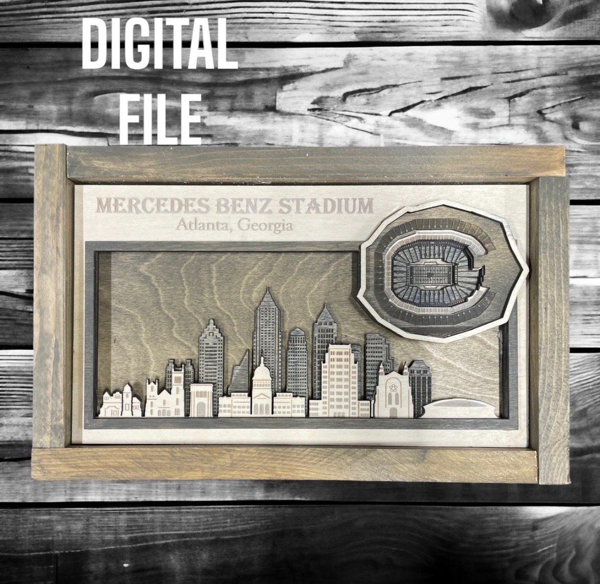 Laser Cut SVG Digital Cut File | Atlanta, Georgia Skyline and 3D ...