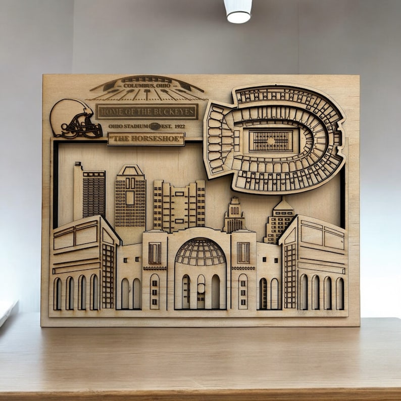 Laser Cut SVG Digital Cut File |columbus, Ohio Skyline and Detailed 3D ...