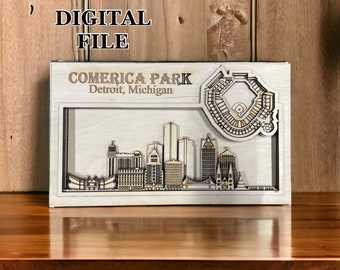 Laser Cut SVG Digital Cut File Cleveland, Ohio Skyline and 3D Baseball ...