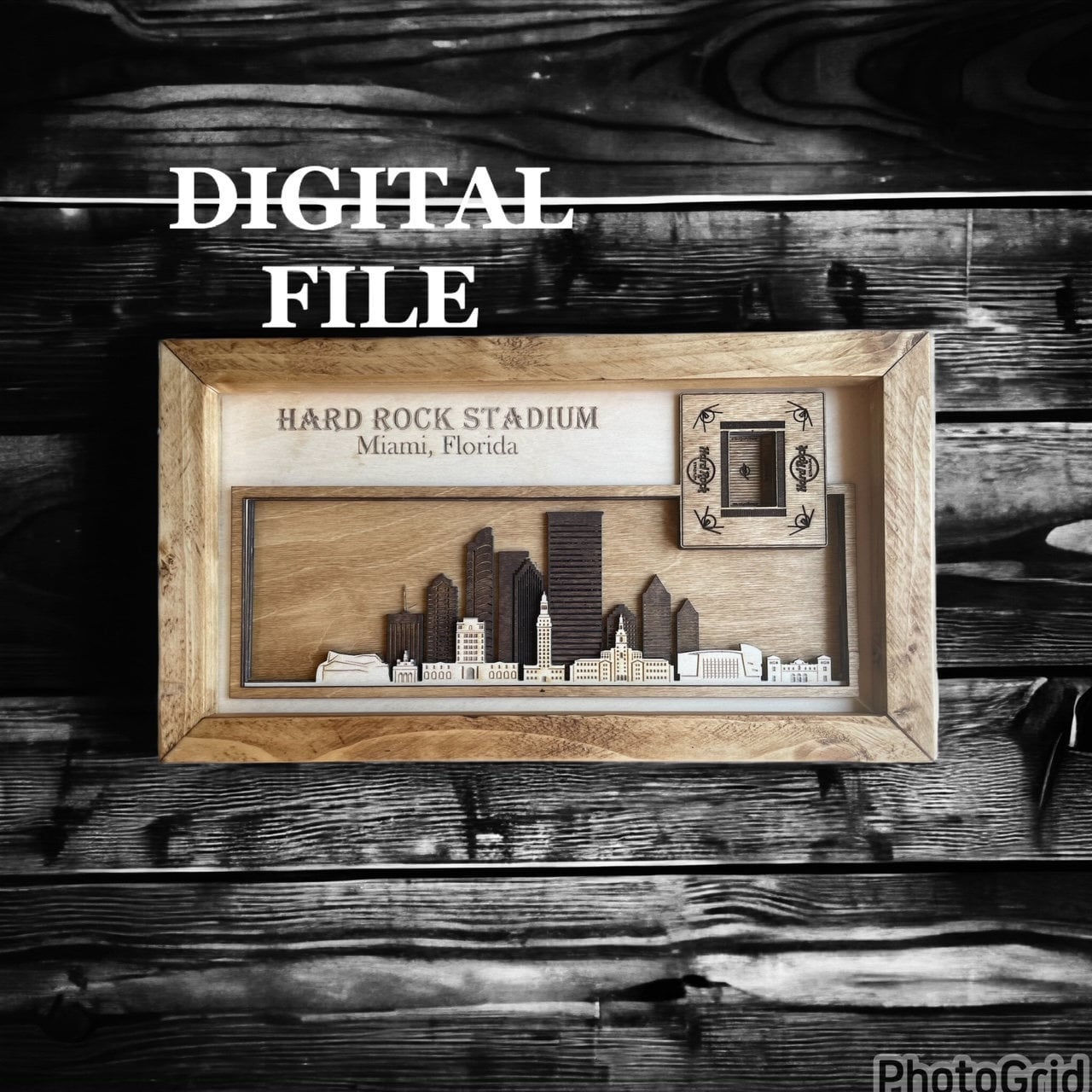 Laser Cut SVG Digital Cut File Miami, Florida Skyline and 3D Football ...