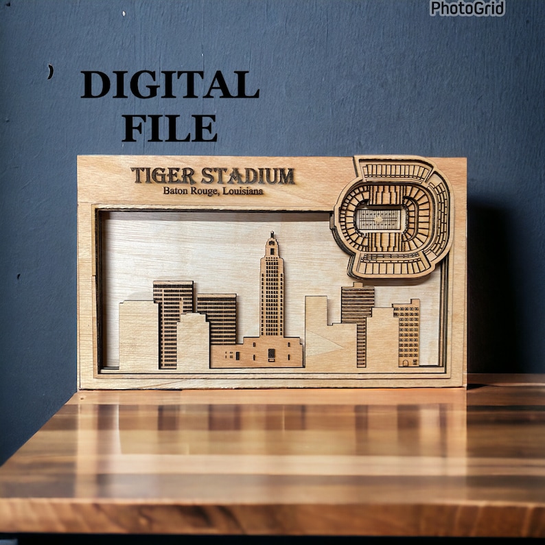 Laser Cut SVG Digital Cut File |baton Rouge, Louisiana Skyline and 3D ...