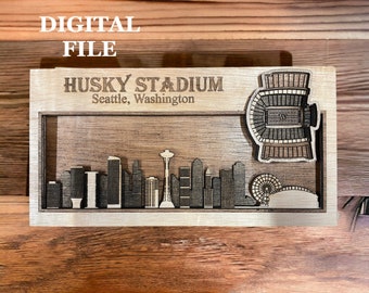 Laser Cut SVG Digital Cut File columbus, Ohio Skyline and 3D College ...