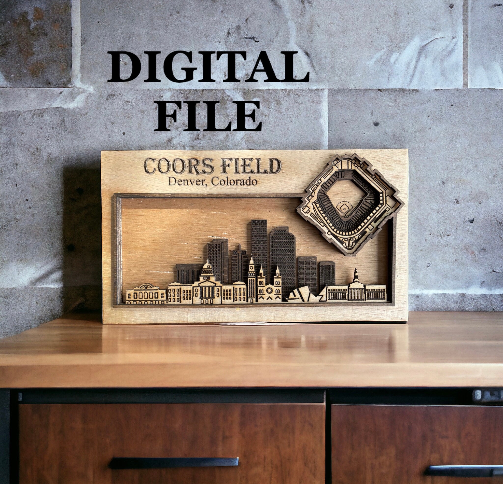 Laser Cut SVG Digital Cut File | Denver, Colorado Skyline and 3D ...
