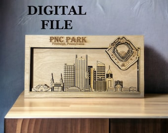 Laser Cut SVG Digital Cut File Cleveland, Ohio Skyline and 3D Baseball ...