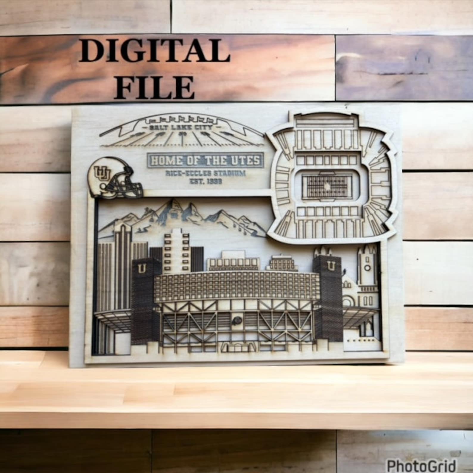 Laser Cut SVG Digital Cut File |salt Lake City, Utah Skyline and 3D ...
