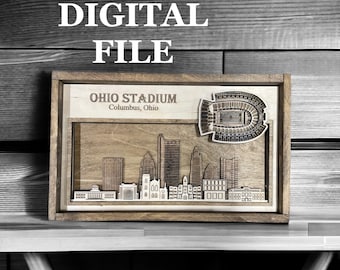 Laser Cut SVG Digital Cut File tuscaloosa, Alabama Skyline and 3D ...