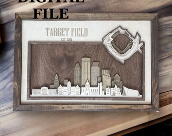 Laser Cut SVG Digital Cut File Cleveland, Ohio Skyline and 3D Baseball ...