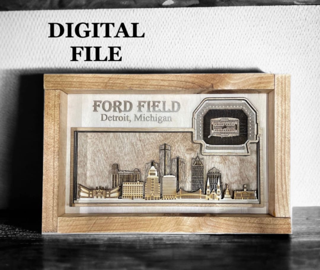 Laser Cut SVG Digital Cut File | Detroit, Michigan Skyline and 3D ...