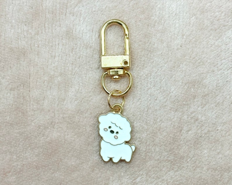 Small White Dog Key Ring - Etsy