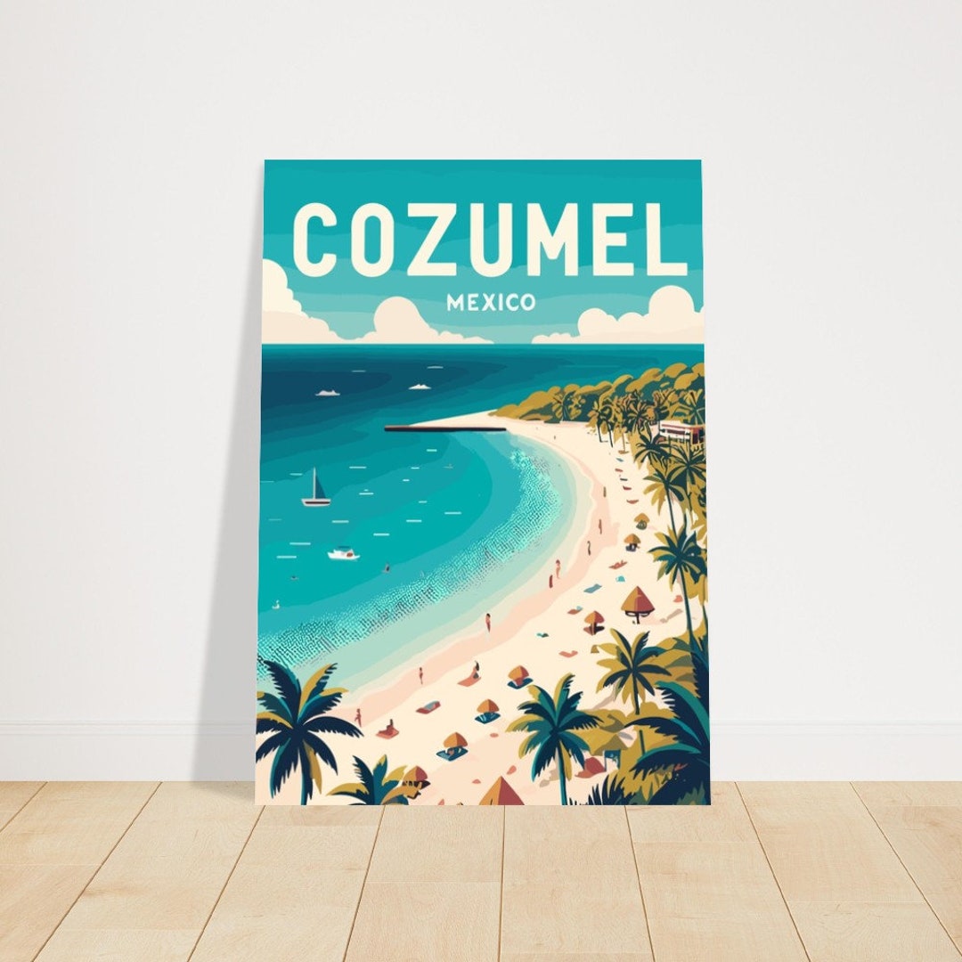 Cozumel Mexico Beach Beach Vintage Poster Exotic Travel World Adventure ...