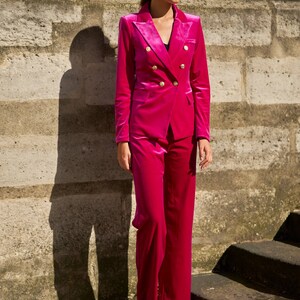 Double-breasted Velvet Blazer Jacket With Gold Buttons - Etsy