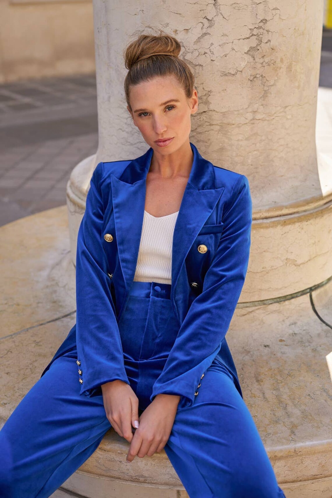 Double-breasted Velvet Blazer Jacket With Gold Buttons - Etsy