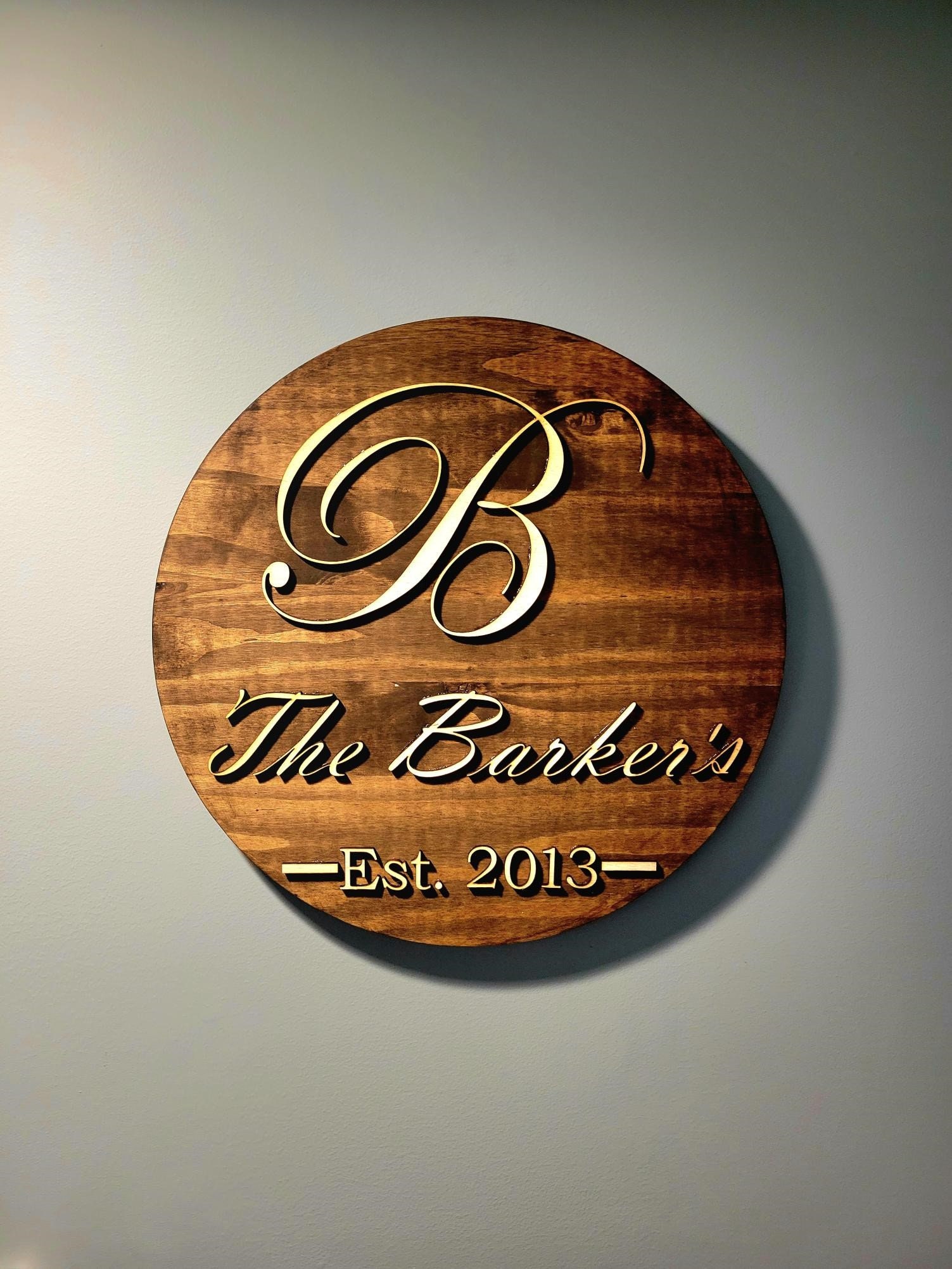 Personalized Round Wooden Name Sign. Family Name/faux/barrel Head ...