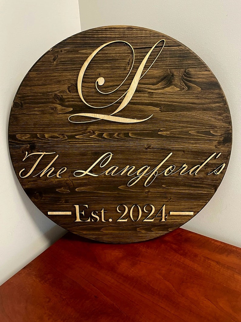 Personalized Round Wooden Name Sign. Family Name/faux/barrel Head ...