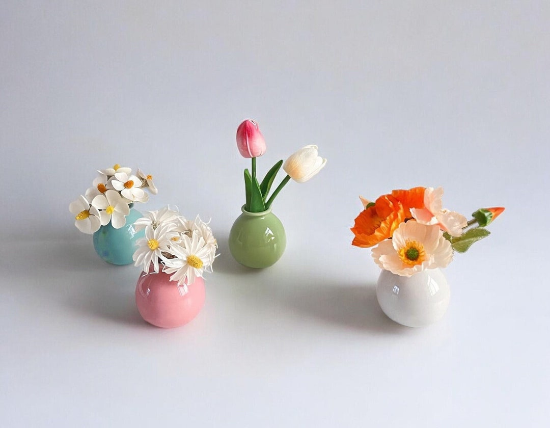 Mini Ceramic Vase Small Colorful Flower Pots Cute Vase Decor Home Decor ...