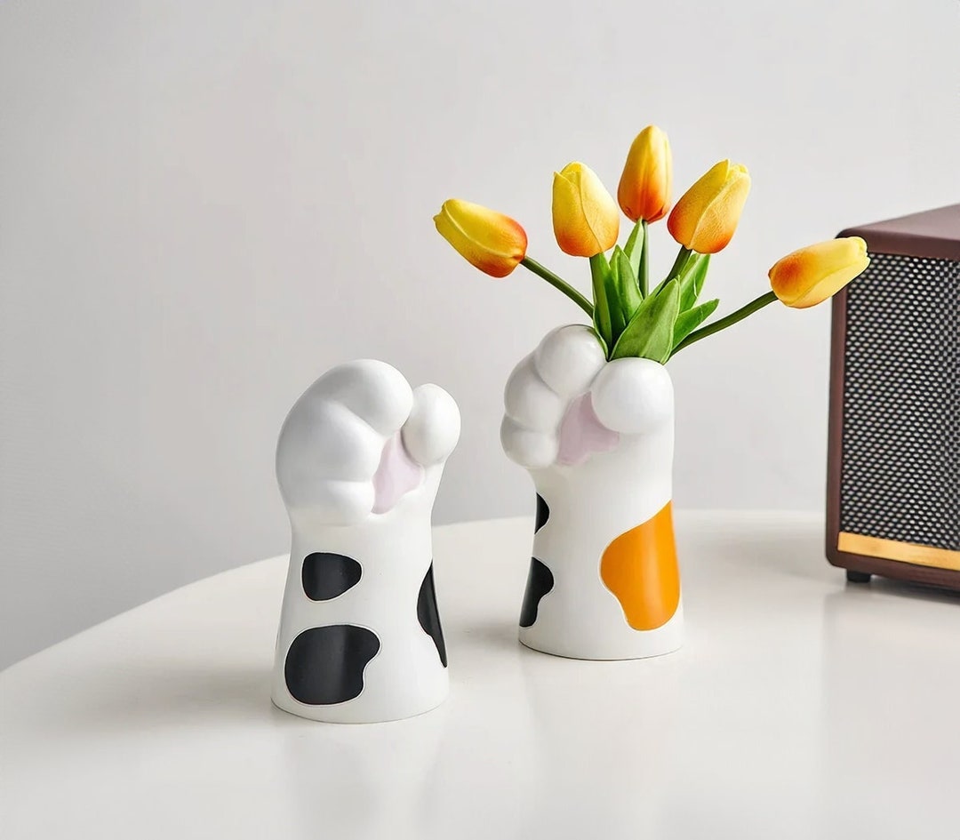Paw Ceramic Vase Cat Paw Flower Pot Hand-painted Home Decor Cute Home ...