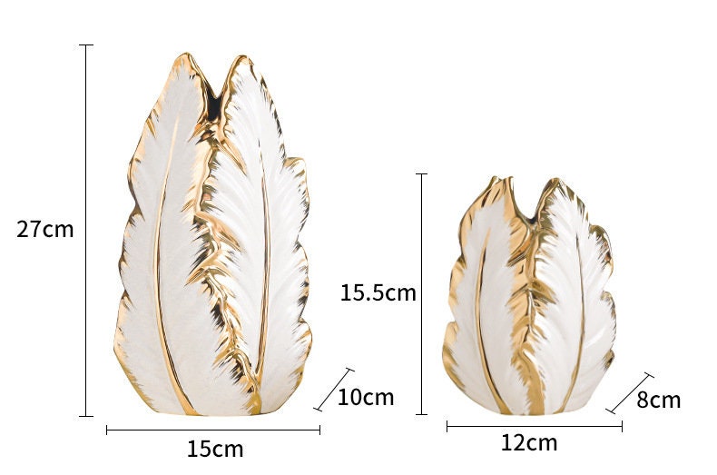 Luxurious White and Gold Feather Vase Elegant Ceramic Vases for Modern ...