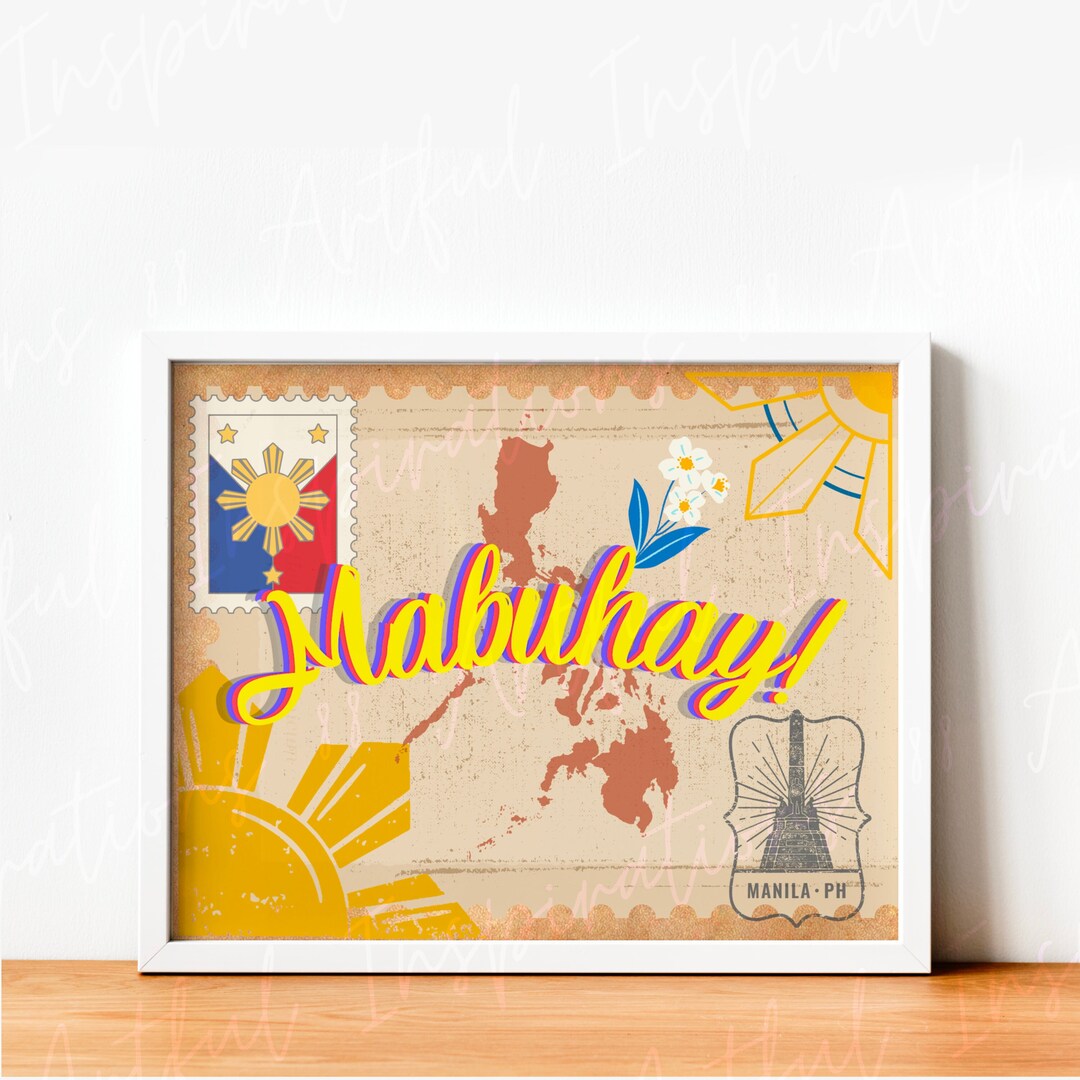 Mabuhay! Digital Art Print, Philippines Vintage Letter Wall Art ...