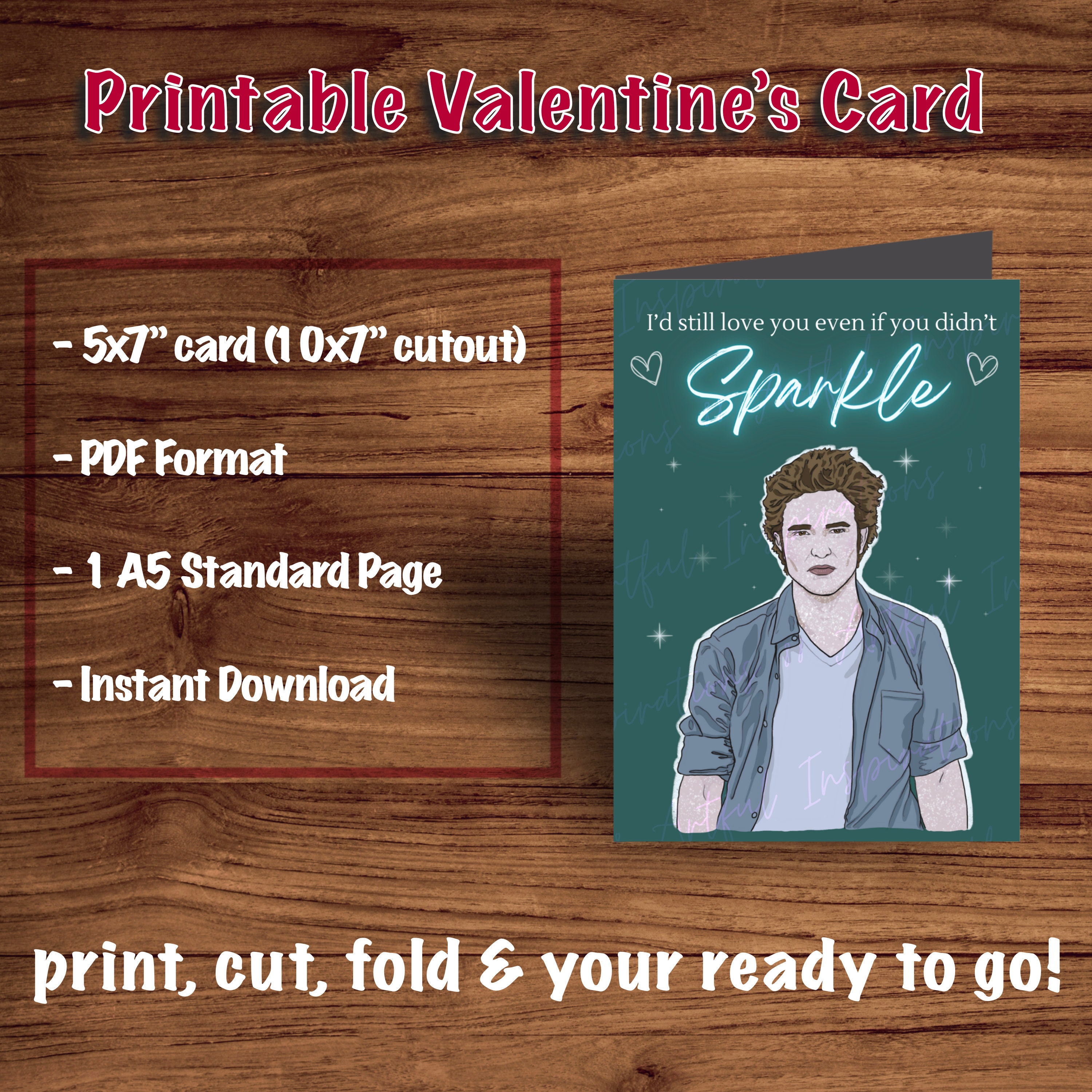 Team Edward Sparkle Printable Card, Funny Twilight Meme, Movie Pop ...