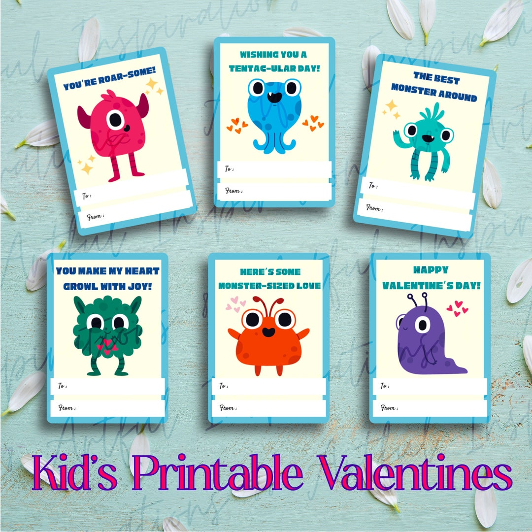 Printable Little Monsters Valentines Day Cards, Classroom Valentines ...