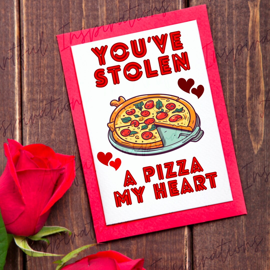 Pizza My Heart Printable Valentines Card, Cute Funny Food Puns, Instant ...