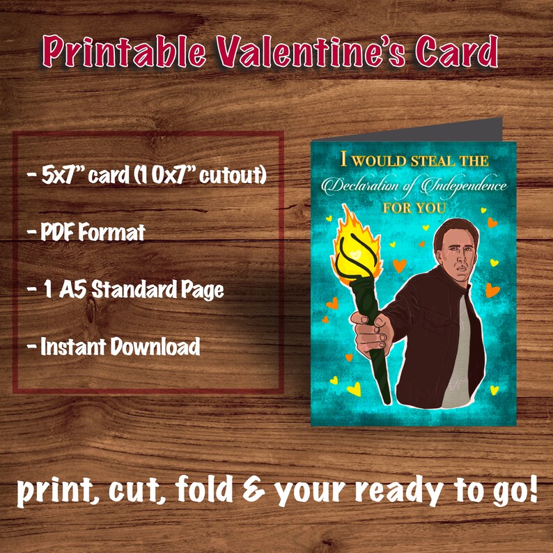 Declaration of Love Printable Card, Nicholas Cage Inspired Valentines ...