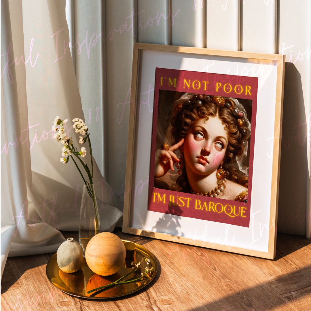 Baroque Modern Art Print, Printable Funny Portrait Poster, Aesthetic ...