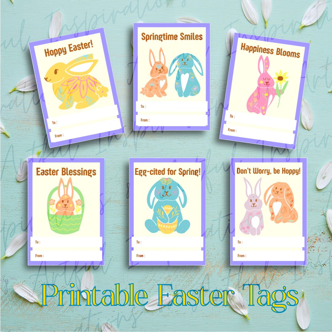 Printable Bunny Easter Gift Tags, Mini Cutout Spring Classroom Cards ...
