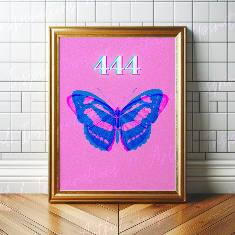 Angel Number 444 Poster, Digital Download, Manifestation Butterfly ...