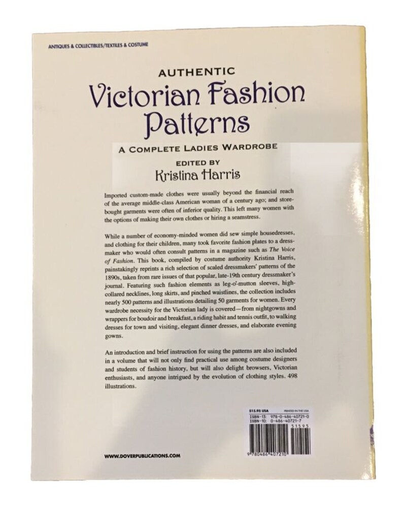 Authentic Victorian Fashion Patterns : A Complete Lady's Wardrobe 1999 ...