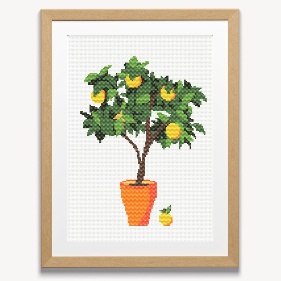 Lemon Tree Cross Stitch Pattern, Modern Fruts Cross Stitch, Simple ...