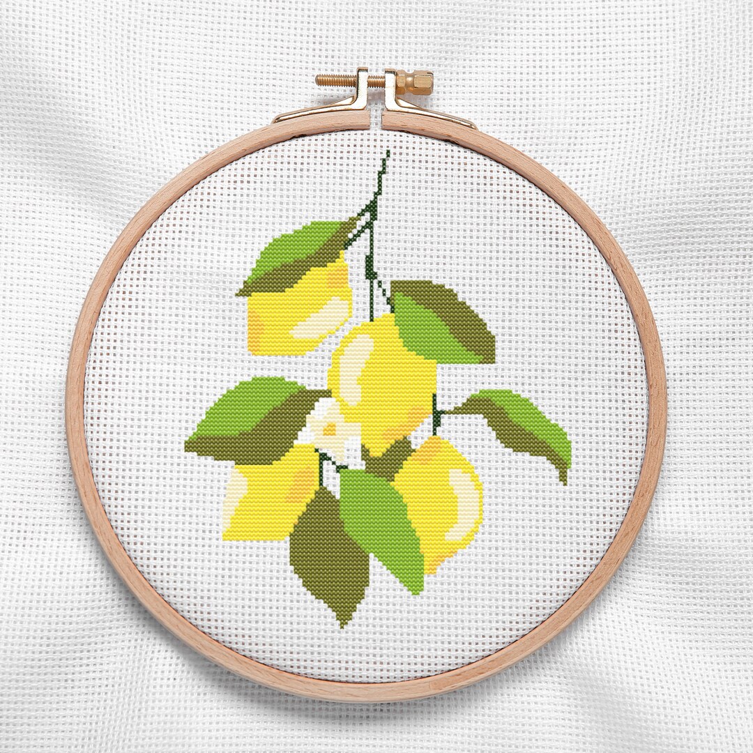 Lemon Cross Stitch Pattern, Modern Fruts Cross Stitch, Simple Cross ...
