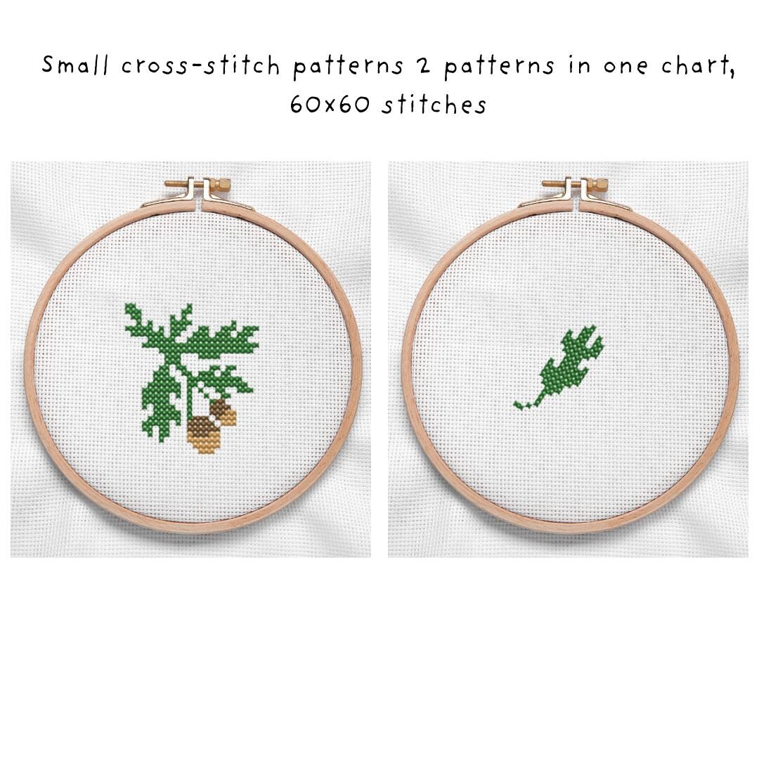 Oak Acorn Cross Stitch Pattern PDF, Modern Cross Stitch Chart PDF ...