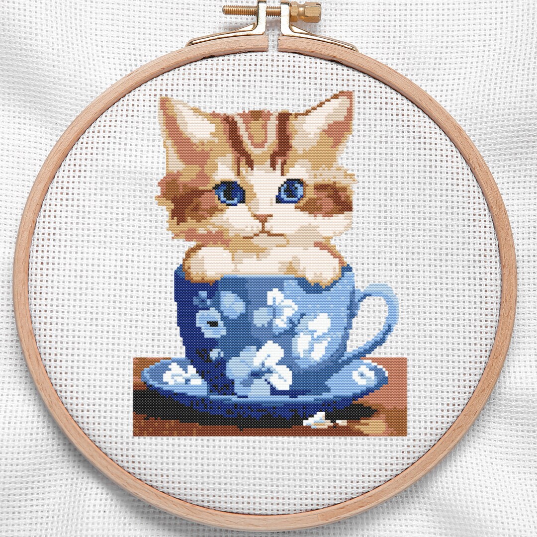 Cat Cross Stitch Pattern, PDF Cross Stitch, Simple Cross Stitch ...