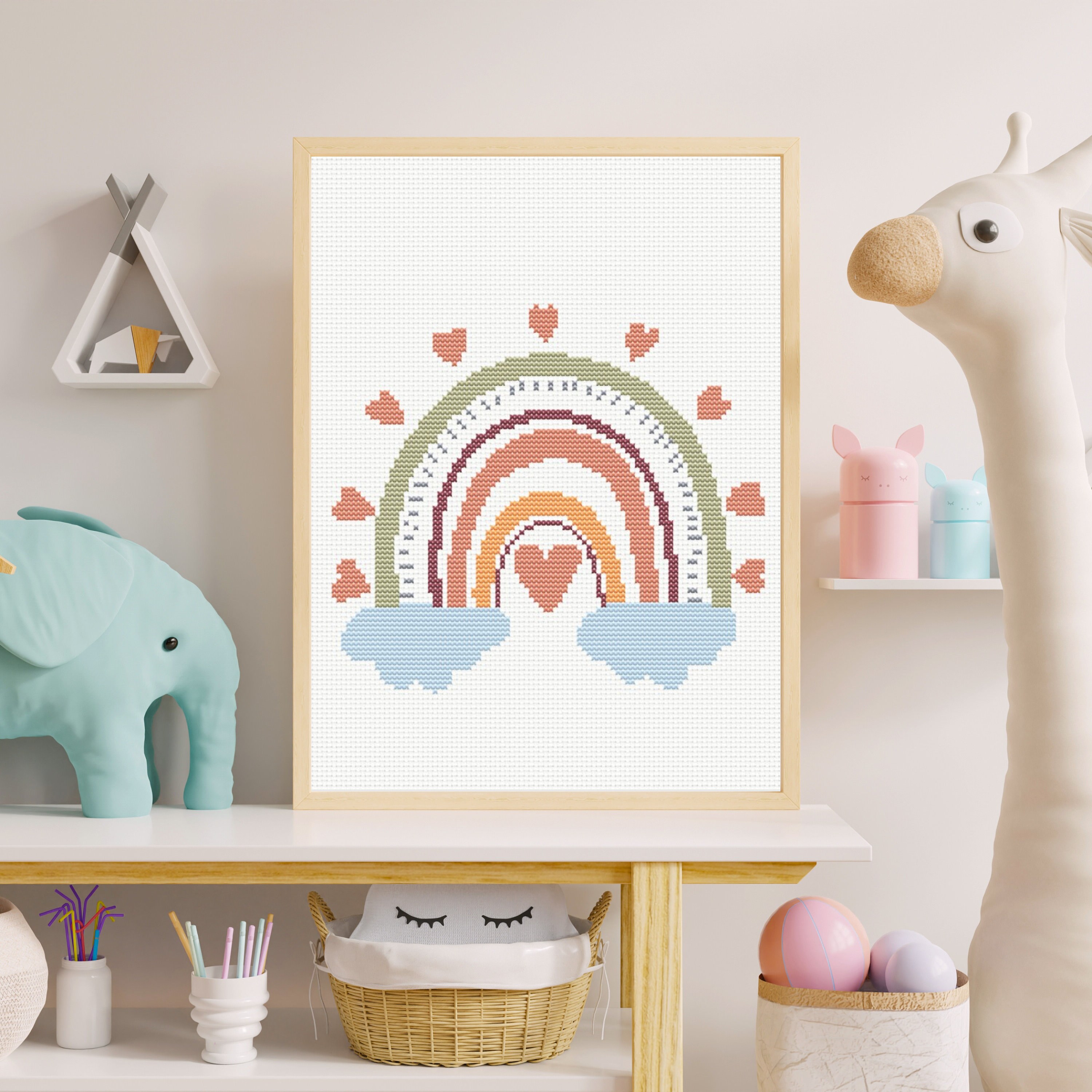 Boho Rainbow Cross Stitch Pattern, Abstract Boho Chart, PDF Cross ...